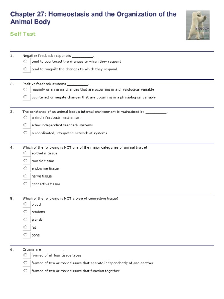 Homeostasis and The Organization of The Animal Body | PDF | Human Body ...