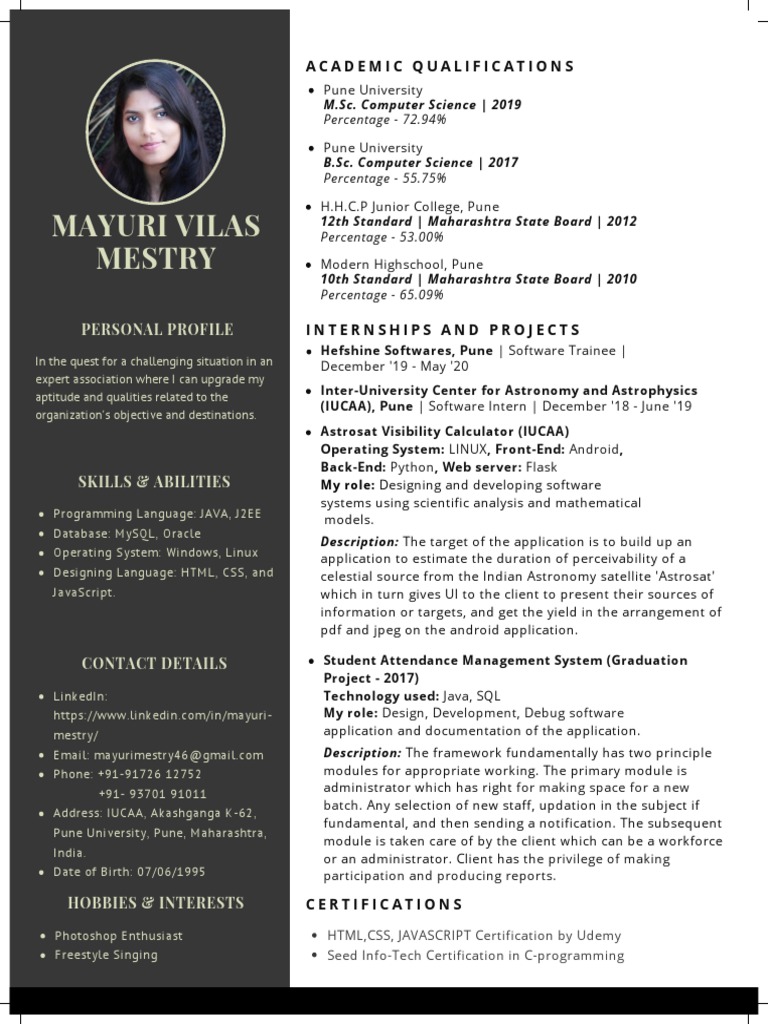 MayuriVilasMestry - Resume | PDF | Application Software | Java (Programming Language)