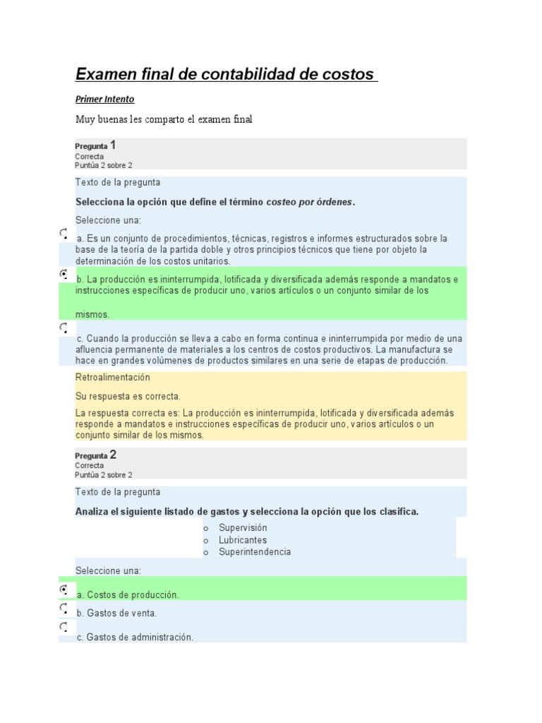 Examen Final-Contabilidad de Costos-Uveg | PDF | Contabilidad de costos | Costo