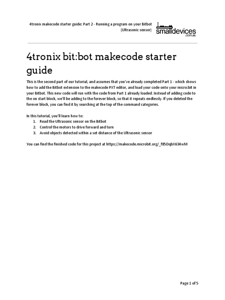 4tronix Bit:bot Makecode Starter Guide | PDF | Software Engineering | Computer Engineering
