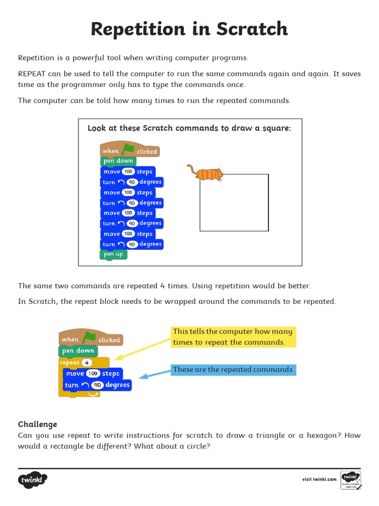 t2 I 107 Repetition in Scratch Activity Sheet | PDF