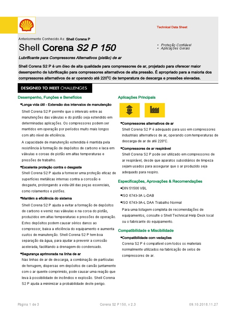 Shell Corena S2 P 150 | Download grátis PDF | Vestir-se | Pistão