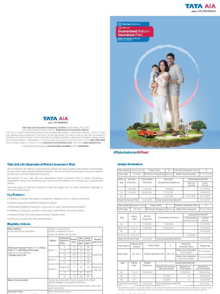Guaranteed Return Insurance Plan GRIP V8 Brochure | PDF | Insurance ...