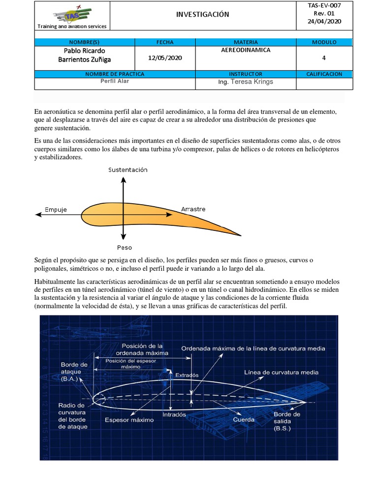 Características del Perfil Alar en Aeronáutica | PDF | Superficie ...