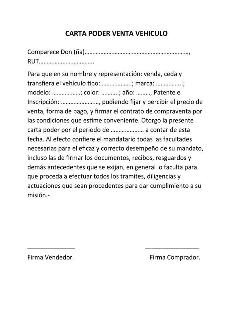 Carta Poder Venta Vehiculo | PDF