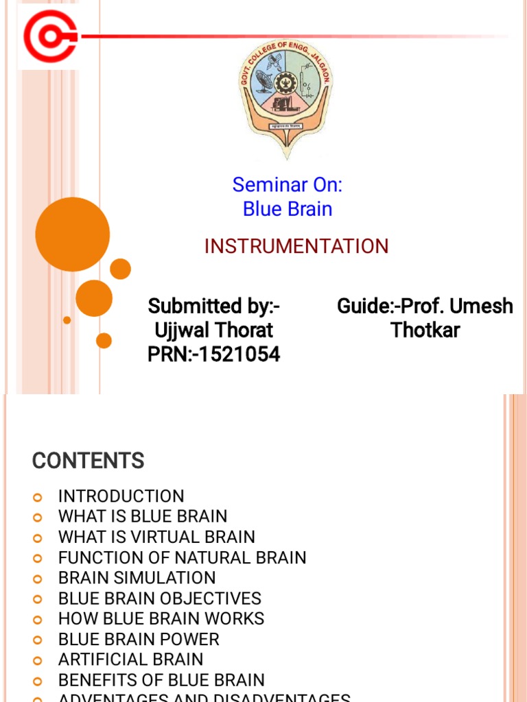Blue Brain | PDF | Brain | Neuropsychology