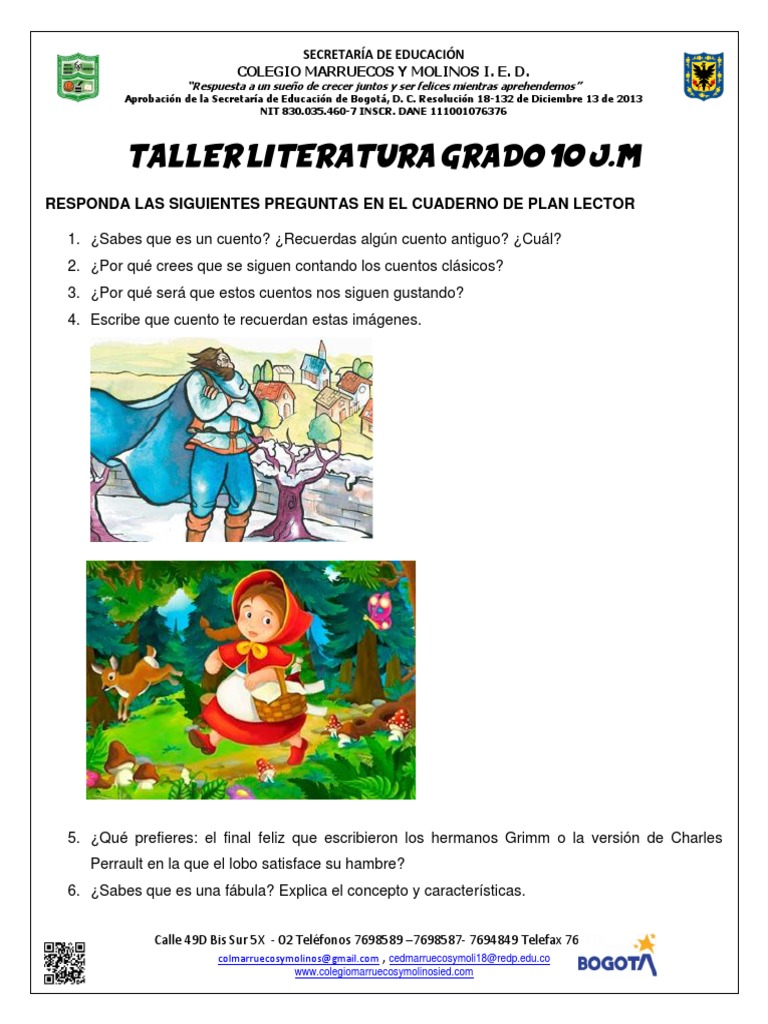 Taller Literatura Grado 10 JM | PDF