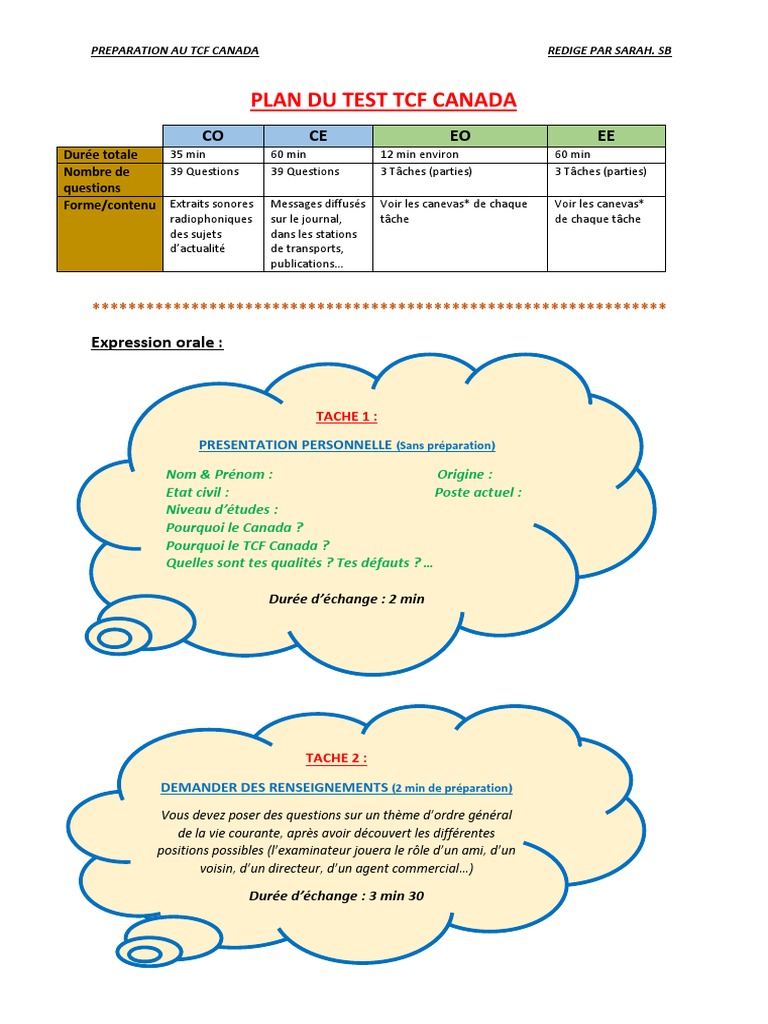 Préparation complète TCF Canada | PDF