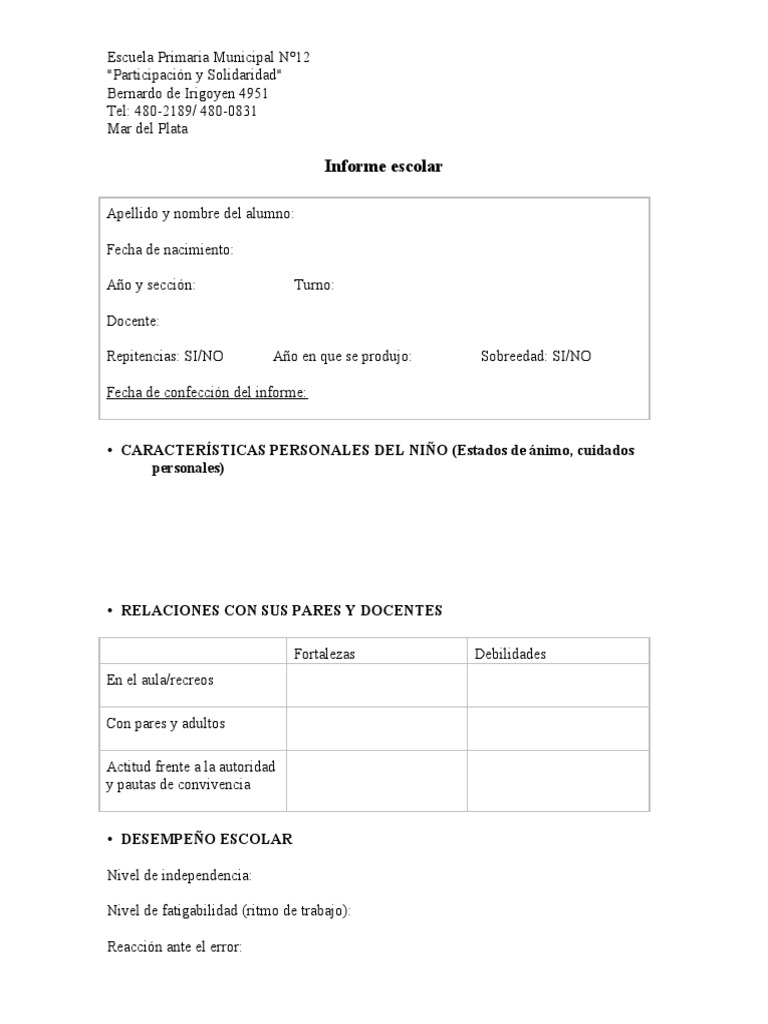 Informe Alumnos Modelo | PDF