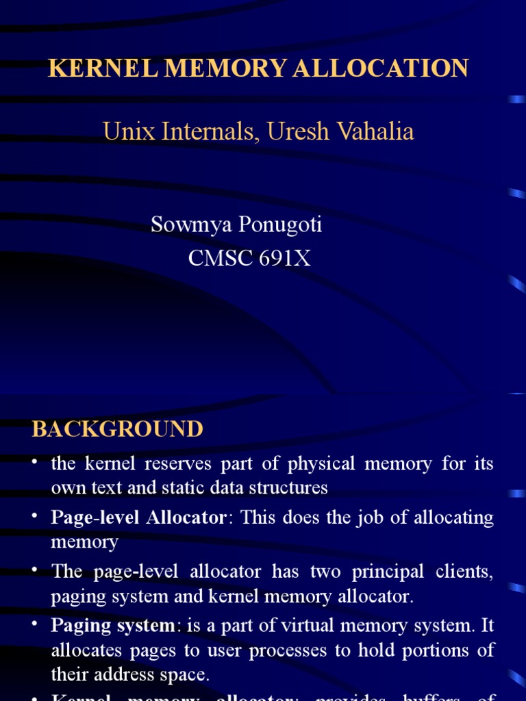 Kernel Memory Allocation Unix Internals Uresh Vahalia Pdf Kernel