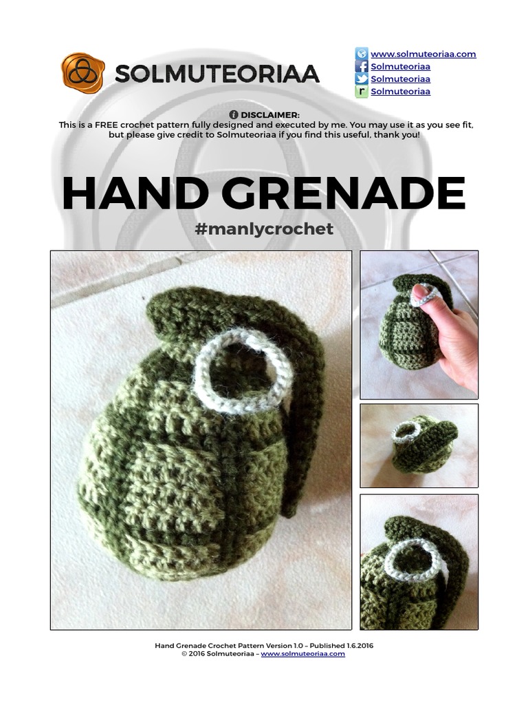 Hand Grenade: #Manlycrochet | PDF | Crochet | Sewing