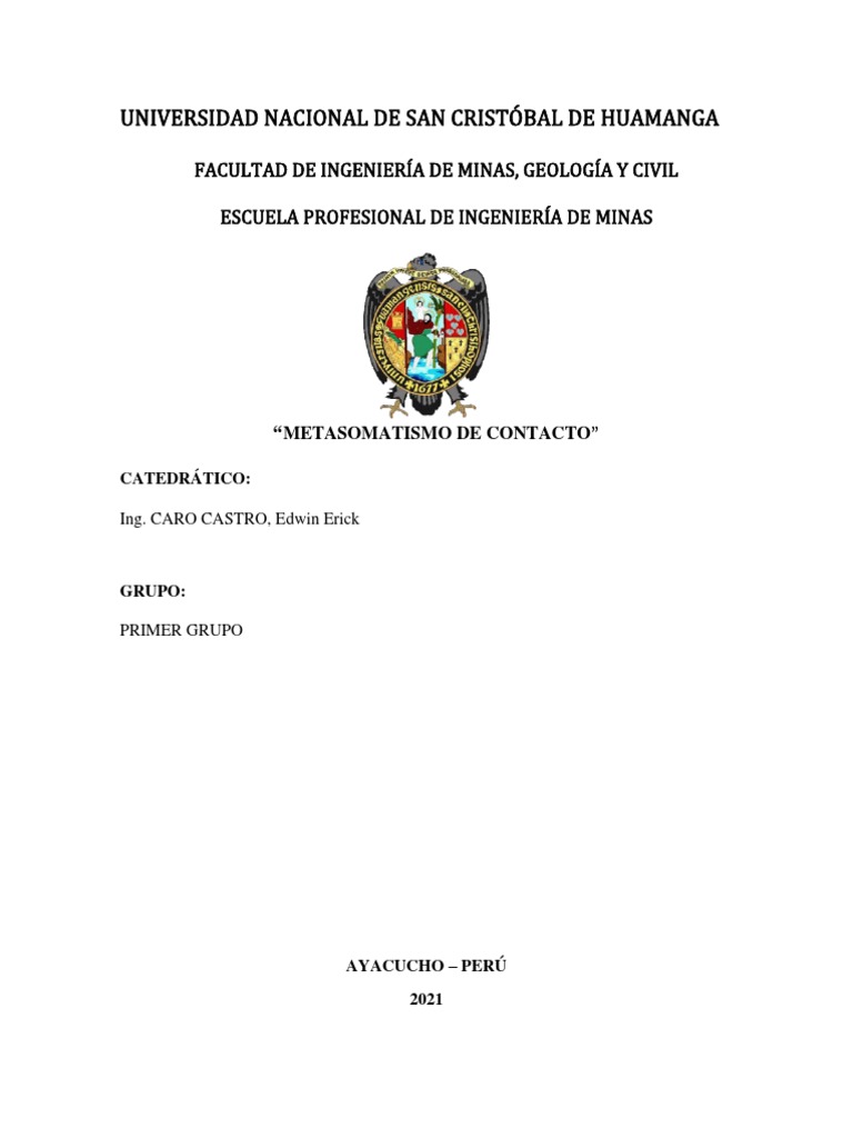 Metasomatismo de Contacto | PDF | Roca (geología) | Magma