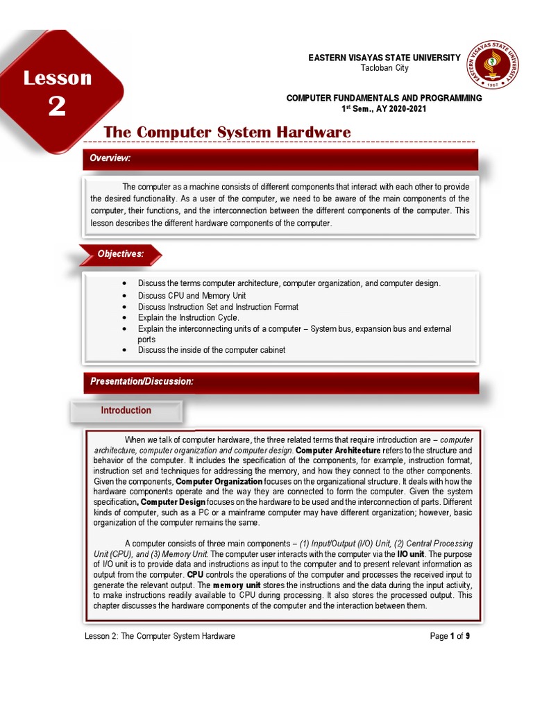 Understanding the Main Hardware Components of a Computer System | PDF | Computer Data Storage ...