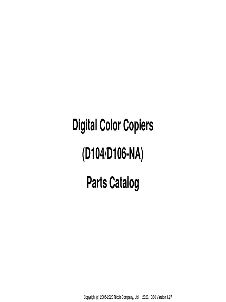 Digital Color Copiers (D104/D106-NA) Parts Catalog | PDF | Photocopier ...