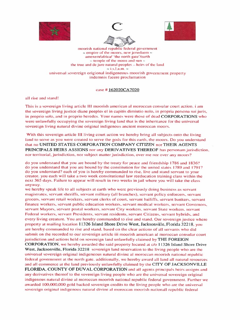 Article III Moorish American Al Moroccan Consular Court Action Case ...