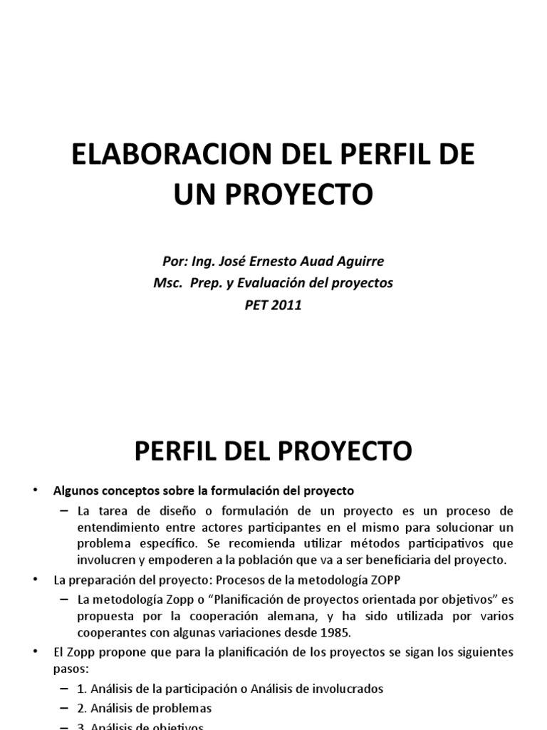 Elaboracion Del Perfil de Un Proyecto | PDF | Planificación | Metodología