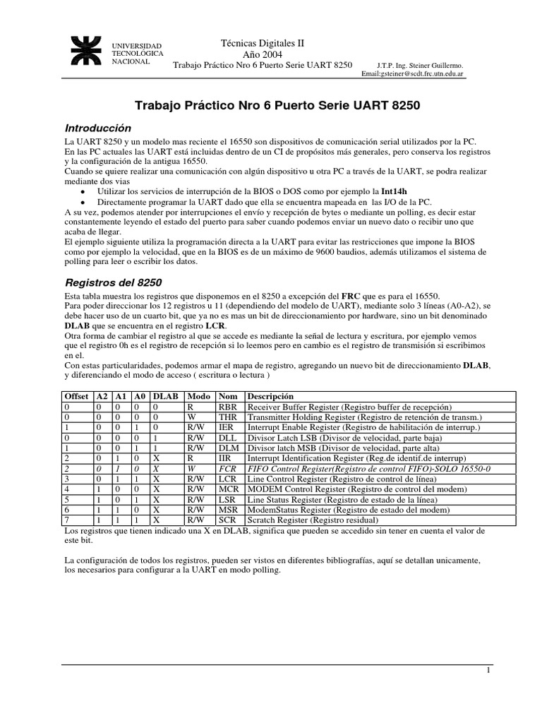 Comunicación Serial UART 8250 | PDF | Poco | Equipo de oficina