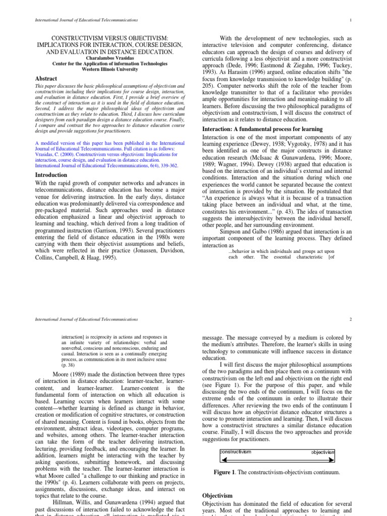 Constructivism Versus Objectivism | PDF | Constructivism (Philosophy Of Education ...