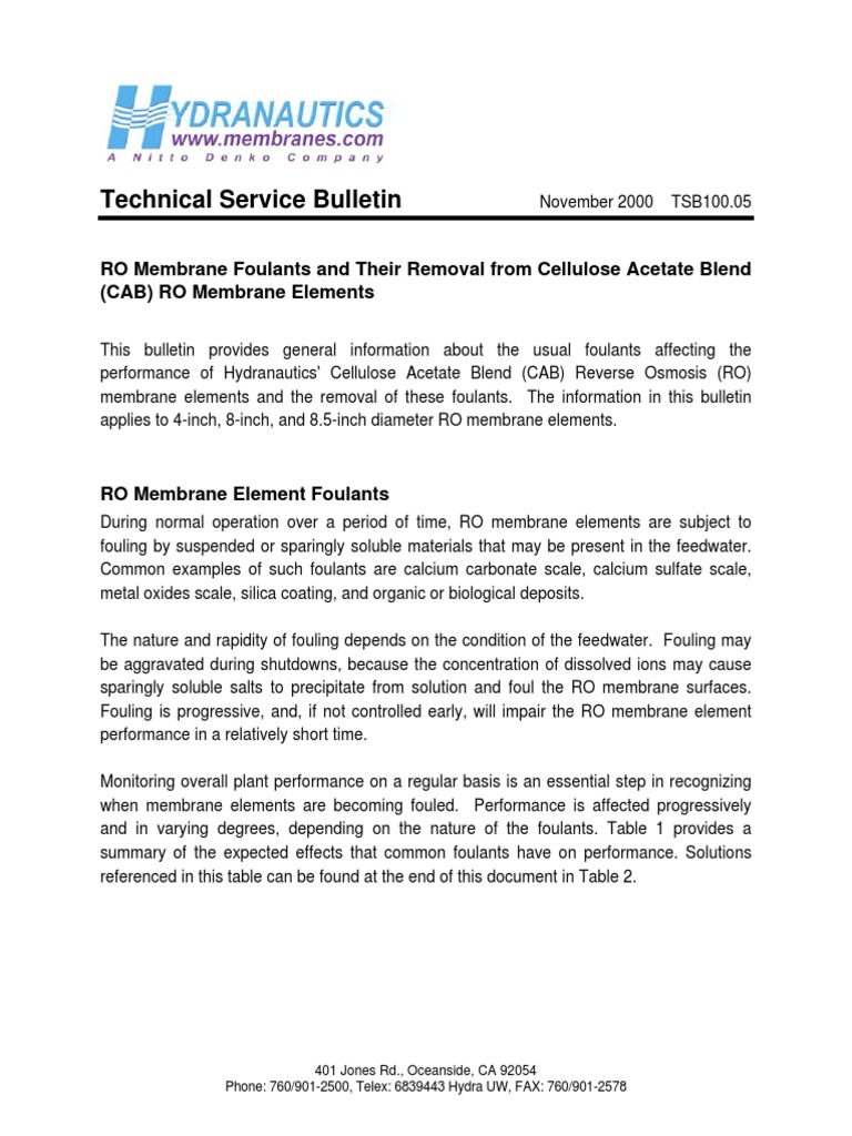 Hydranautics Manual | Download Free PDF | Membrane | Calcium