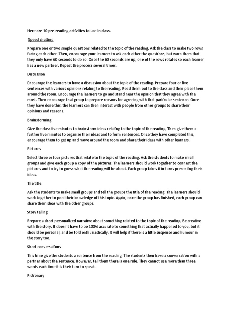10 Engaging Pre-Reading Activities You Can Implement in Your Classroom ...