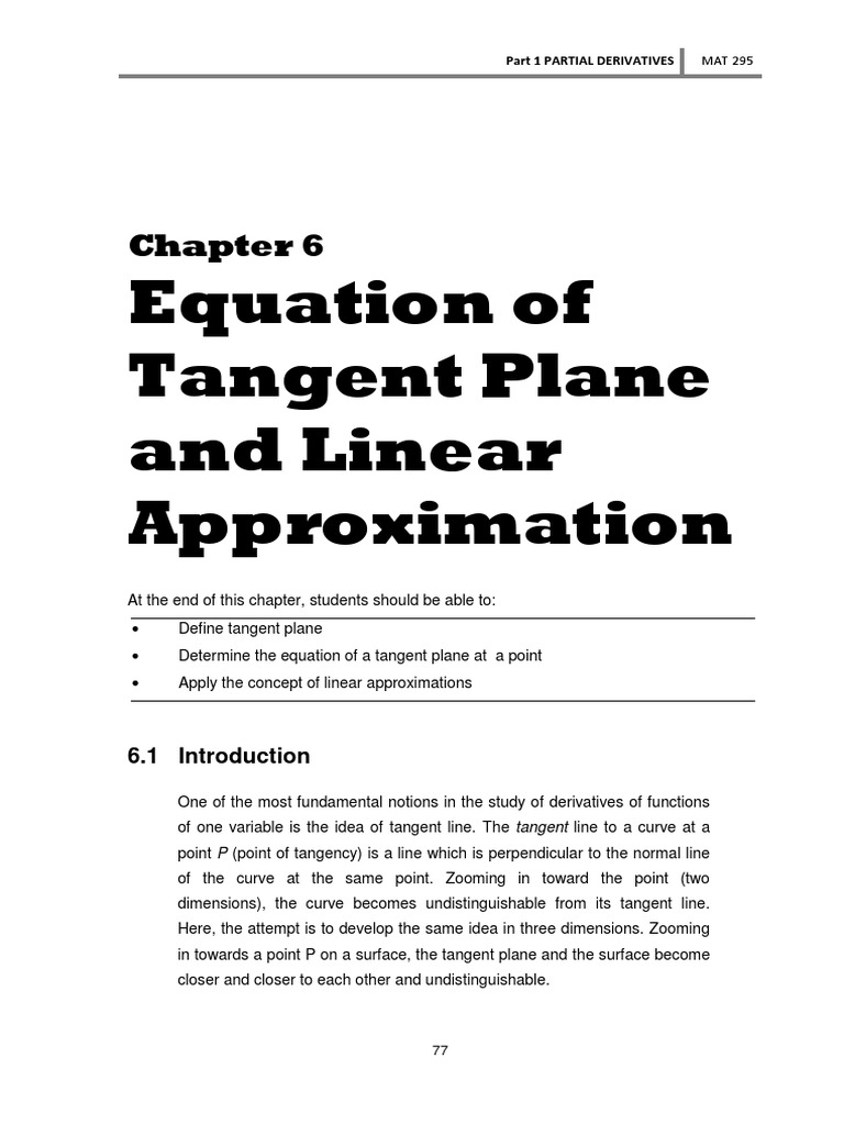 Equation of Tangent Plane and Linear Approximation: Part 1 Partial ...