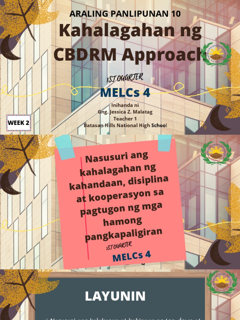 MELCs 4 Week 2 Kahalagahan NG CBDRM Approach | PDF