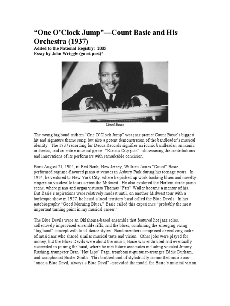 "One O'Clock Jump"-Count Basie and His Orchestra (1937) | PDF | Jazz | Modernism (Music)