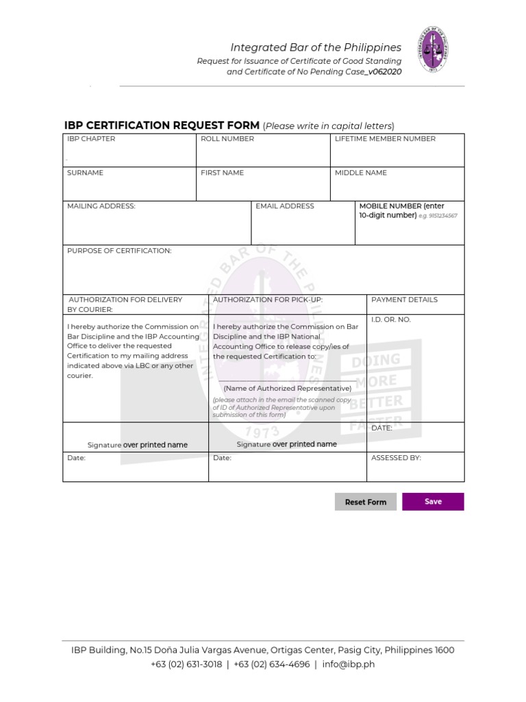 IBP Certification Request Form | PDF