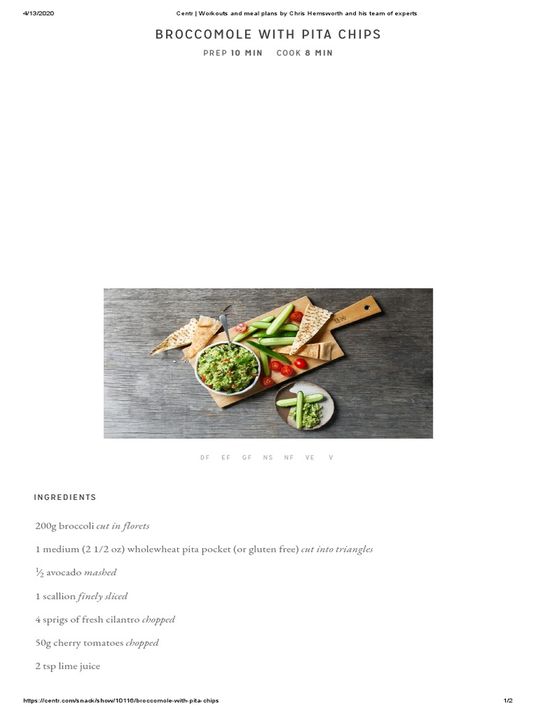 Broccomole Recipe with Pita Chips | PDF | Foods | Food And Drink ...