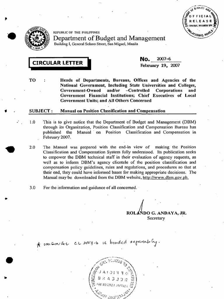 DBM Circular Letter 2007-6 | PDF