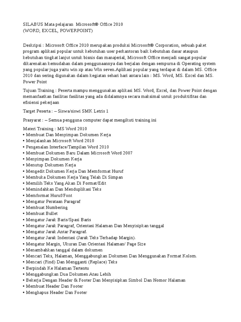 Silabus Ms - Office | PDF