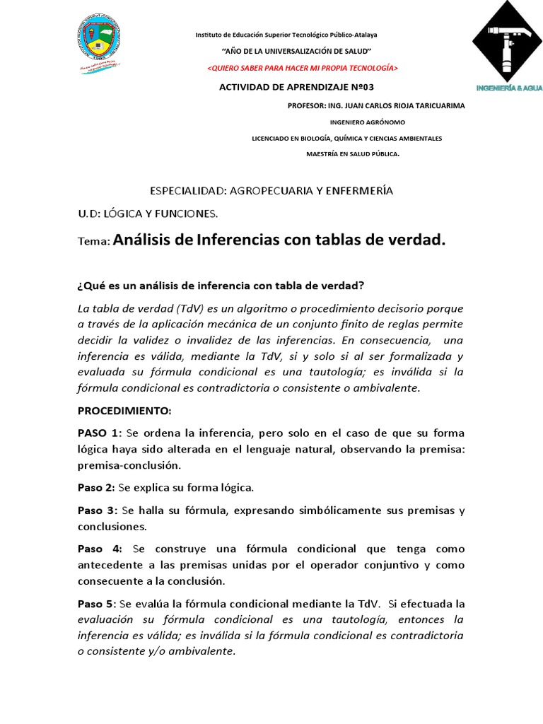 Análisis de Infrencia Con TD V 2 | PDF | Argumento | Inferencia