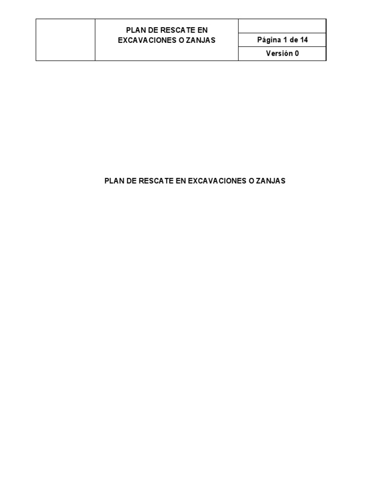 Plan de Rescate para Trabajo en Excavaciones o Zanjas | PDF | Oxígeno ...