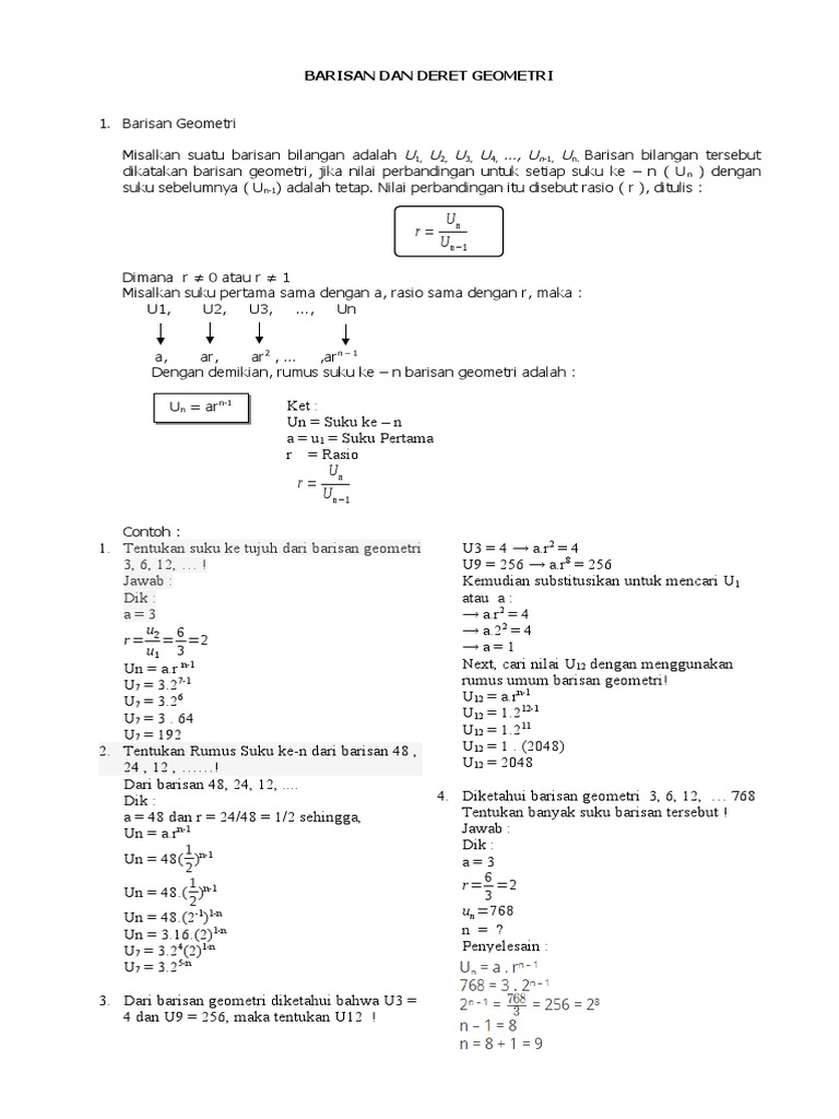 Barisan Dan Deret Geometri KLS Xi - BDR | PDF
