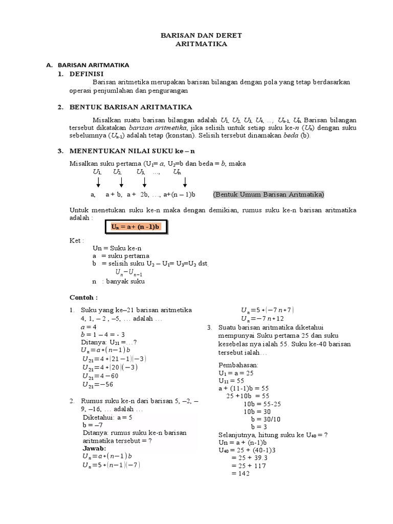 Barisan Dan Deret Kelas Xi - BDR | PDF
