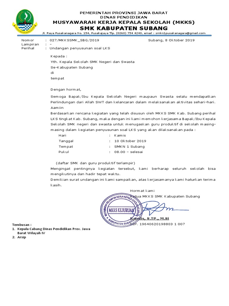 27 - Surat Undangan PENYUSUNAN SOAL LKS | PDF