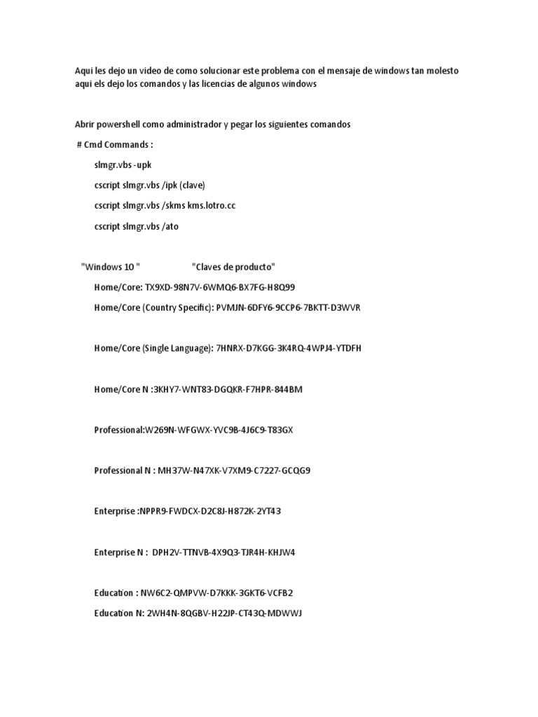 Activar Windows 10 Por Powershell | PDF