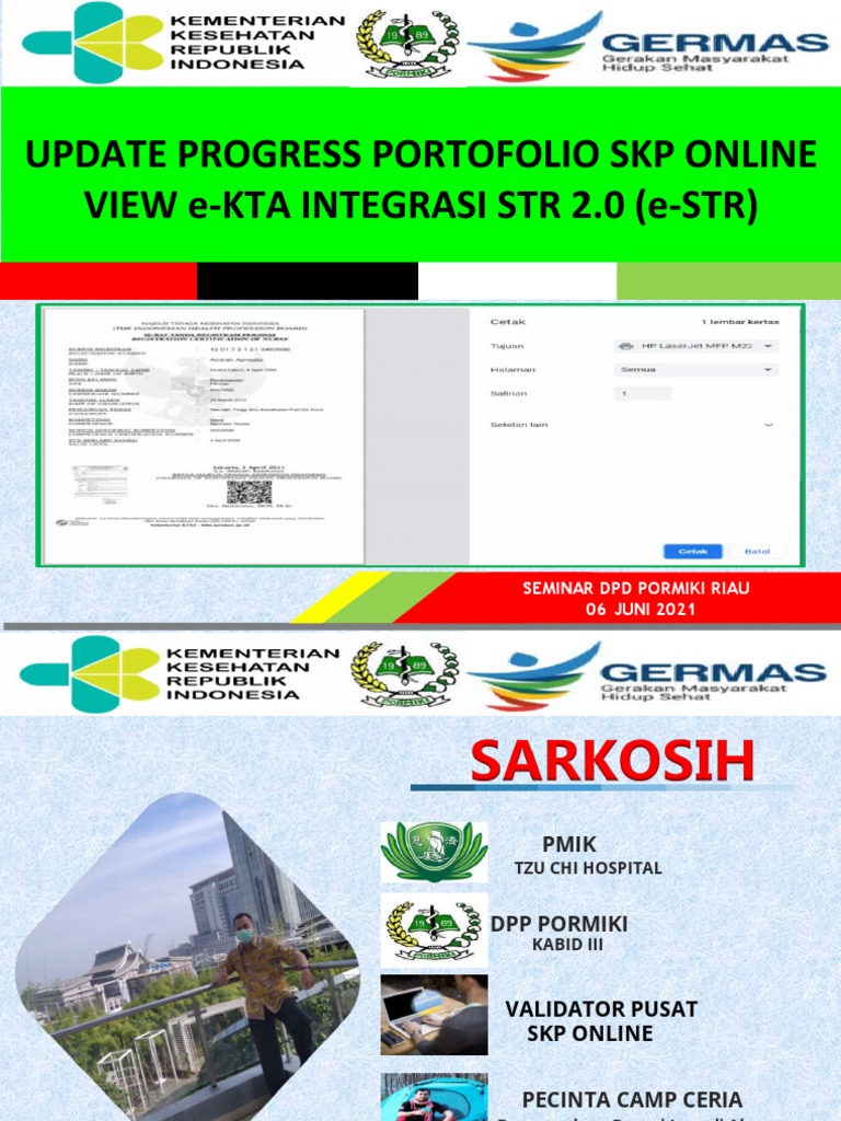 Update Progress Portofolio SKP Online View E-Kta Integrasi STR 2.0 (DPD ...