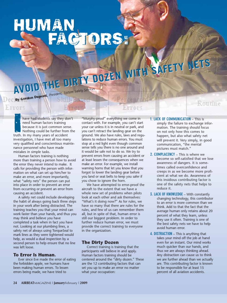 Human Factors Avoid The Dirty Dozen With Safety Nets | PDF | Error ...