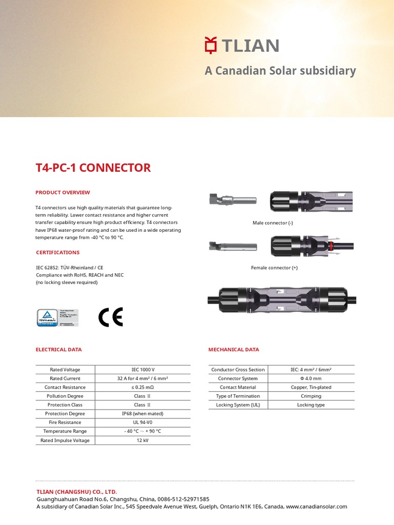 Datasheet - T4 PC 1 | PDF | Electrical Connector | Manufactured Goods