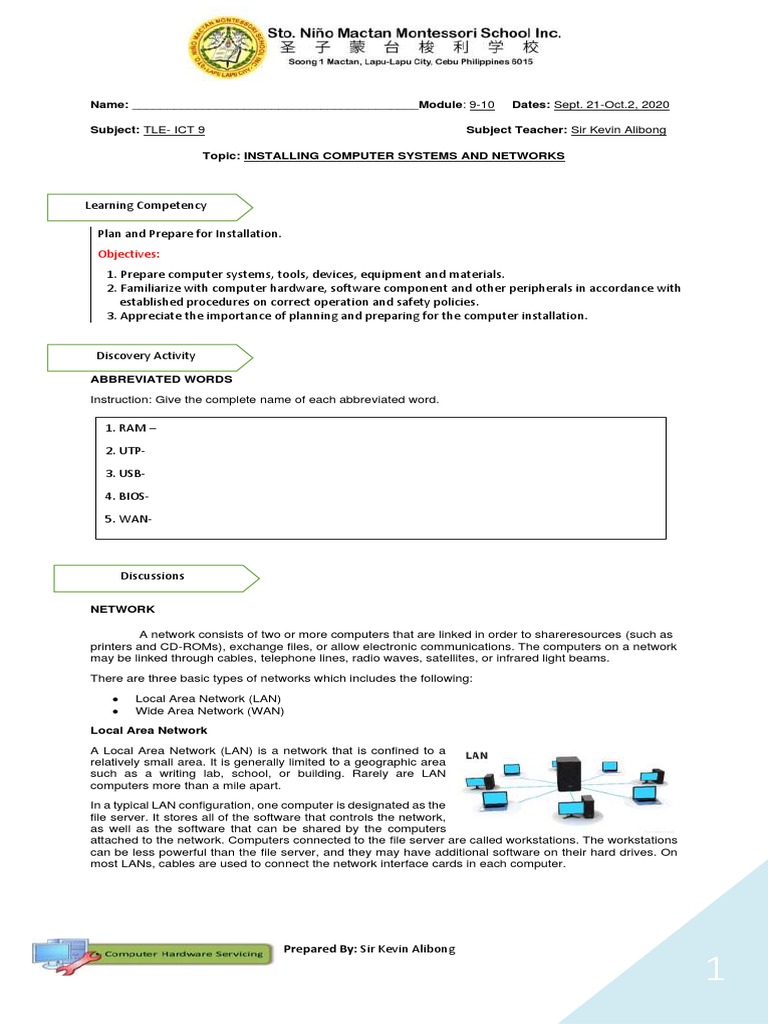 TLE 9 - Module 9-10 | PDF | Network Switch | Modem