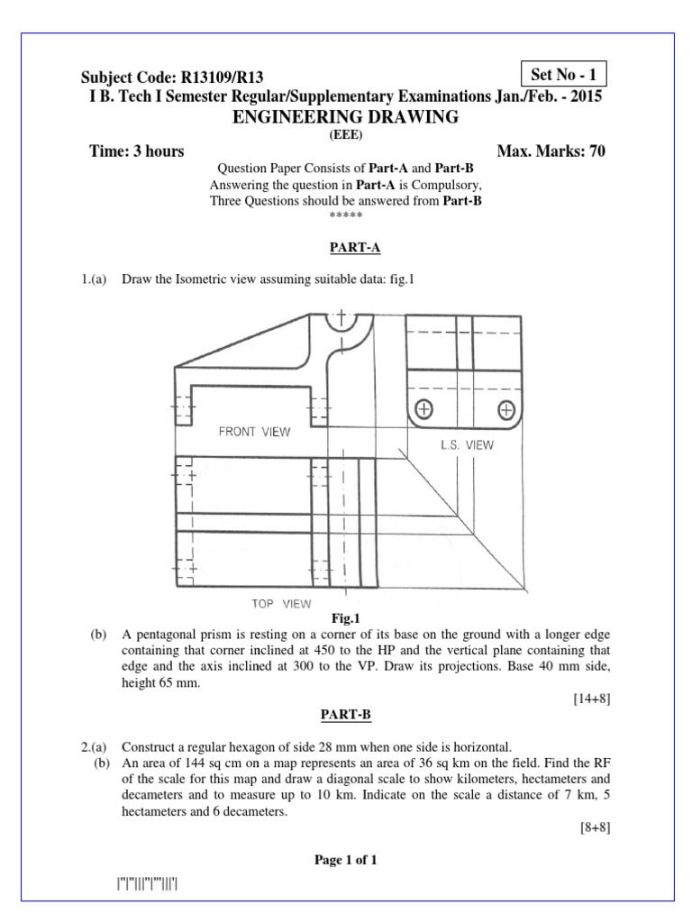 Engineering Drawing Exam Paper | PDF | Classical Geometry | Elementary ...