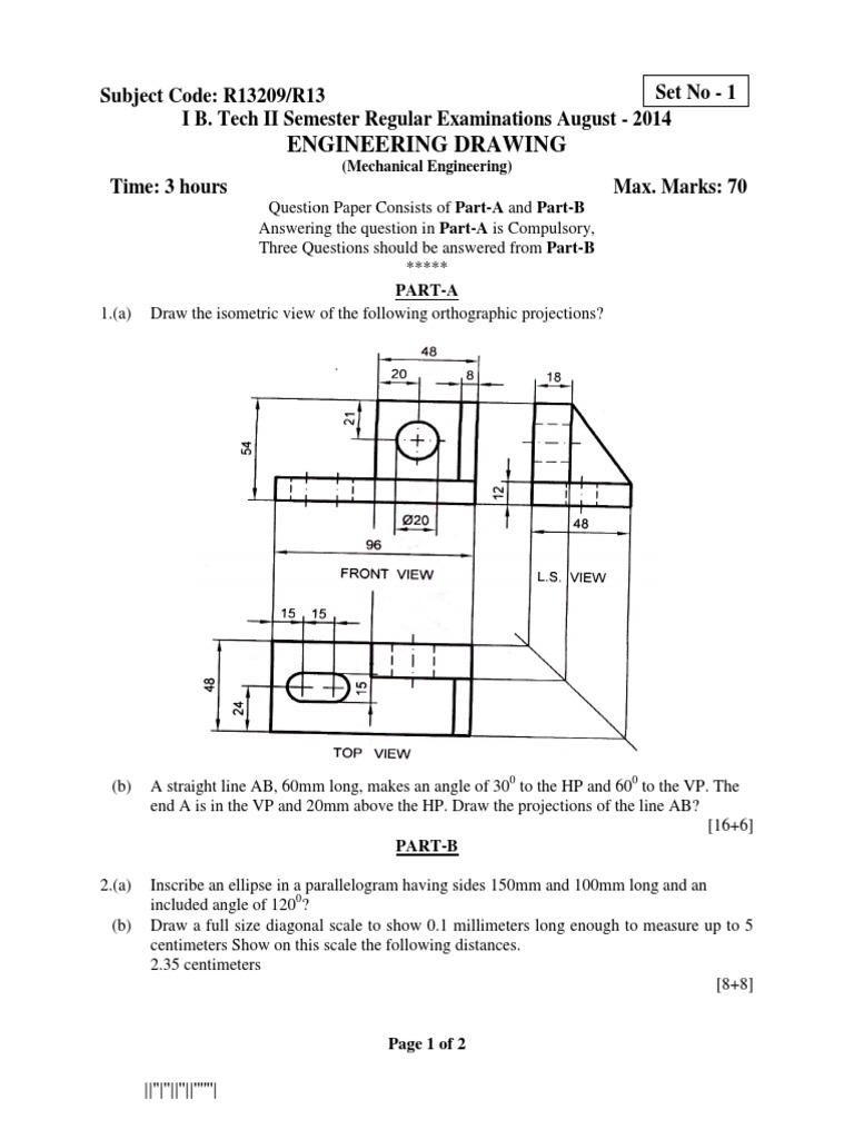 Engineering Drawing Exam Paper 2014 | PDF | Ellipse | Triangle