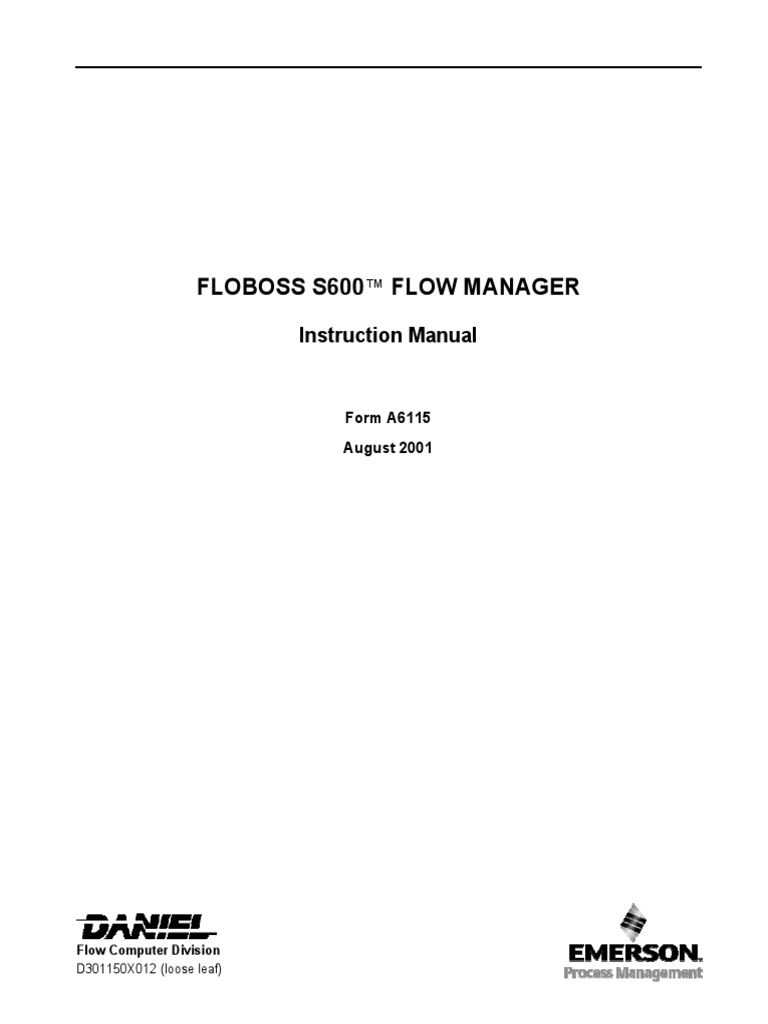 Floboss S600 Flow Manager: Instruction Manual | PDF | Input/Output ...