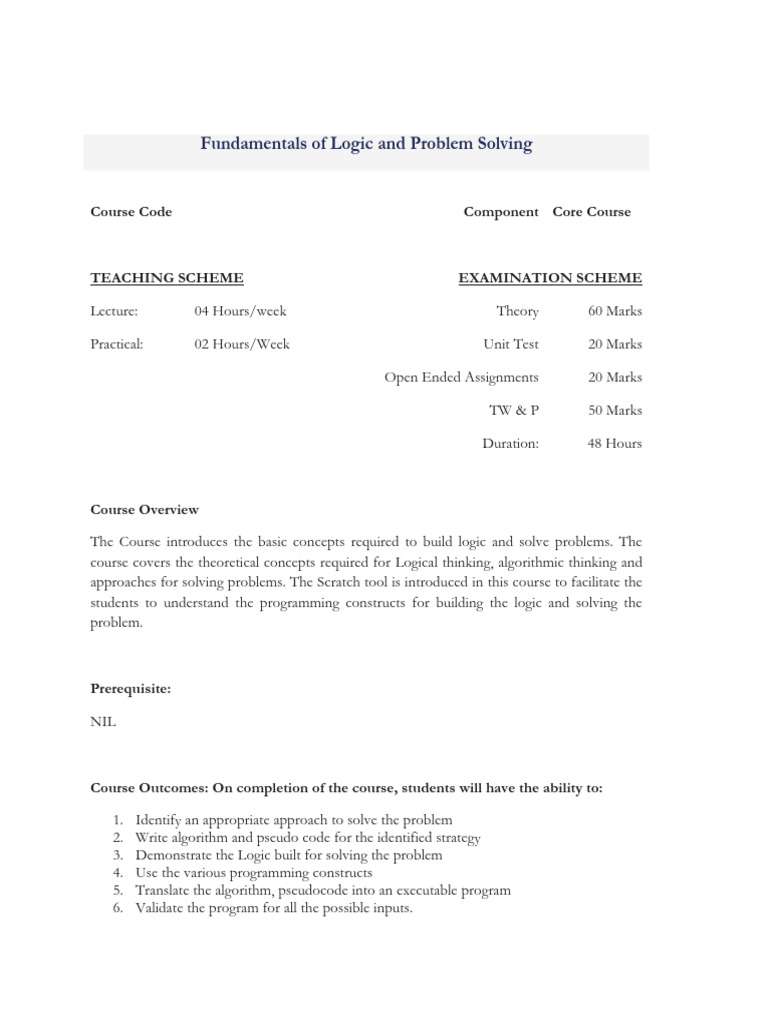 Logic and Problem Solving Basics | PDF | Algorithms | Subroutine