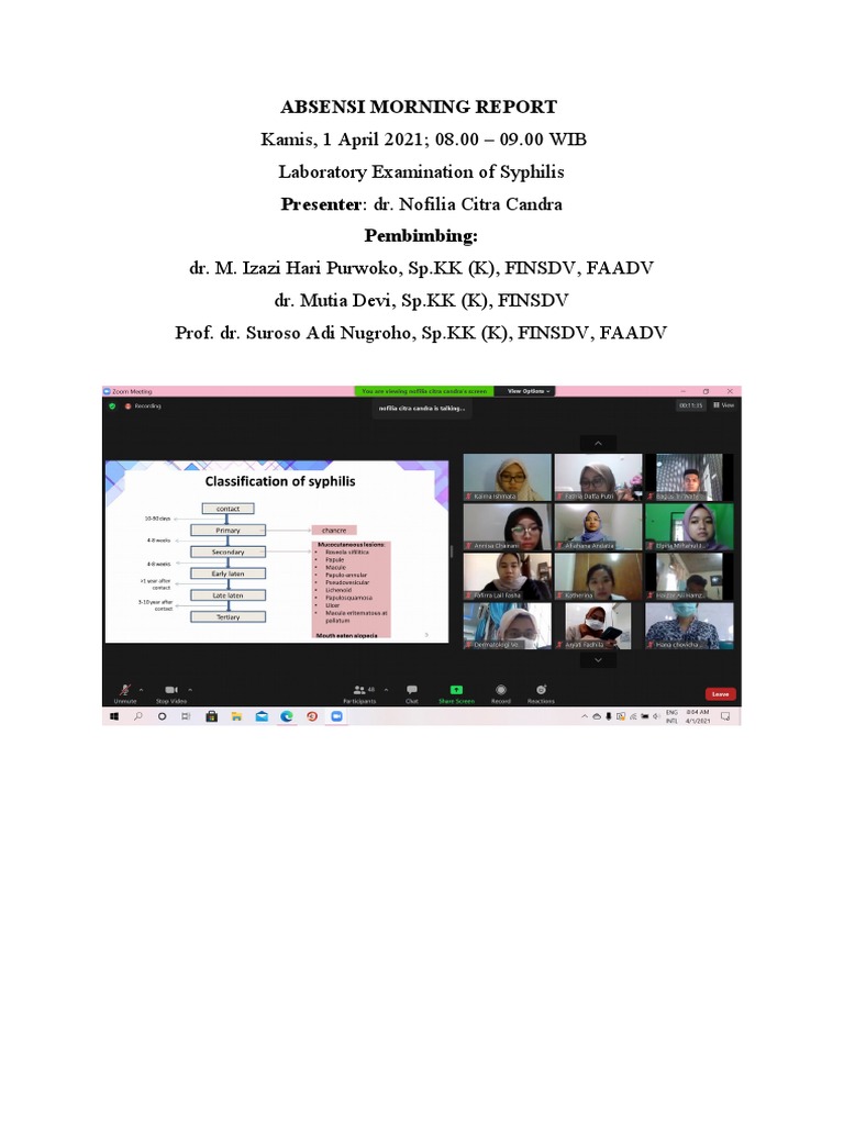 Absensi Morning Report - 1 APRIL 2021 | PDF