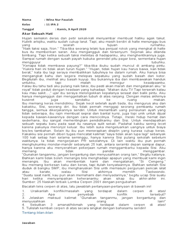 Soal Cerpen KLS Xi | PDF