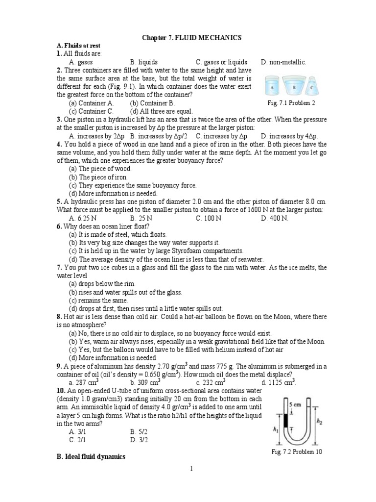 Chapter 7 Problems | PDF | Buoyancy | Pressure