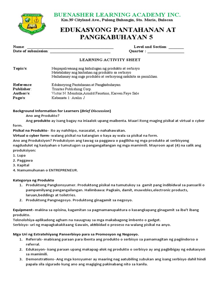 Epp5 Worksheet | PDF