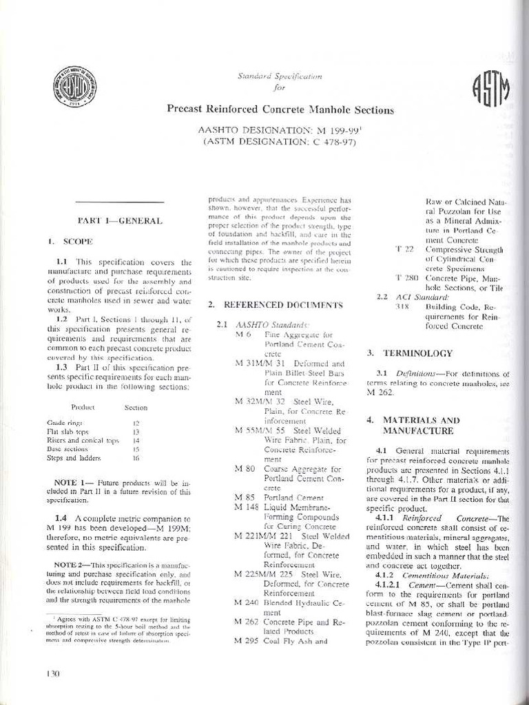 28 - Precast Reinforced Concrete Manhole Sections | PDF